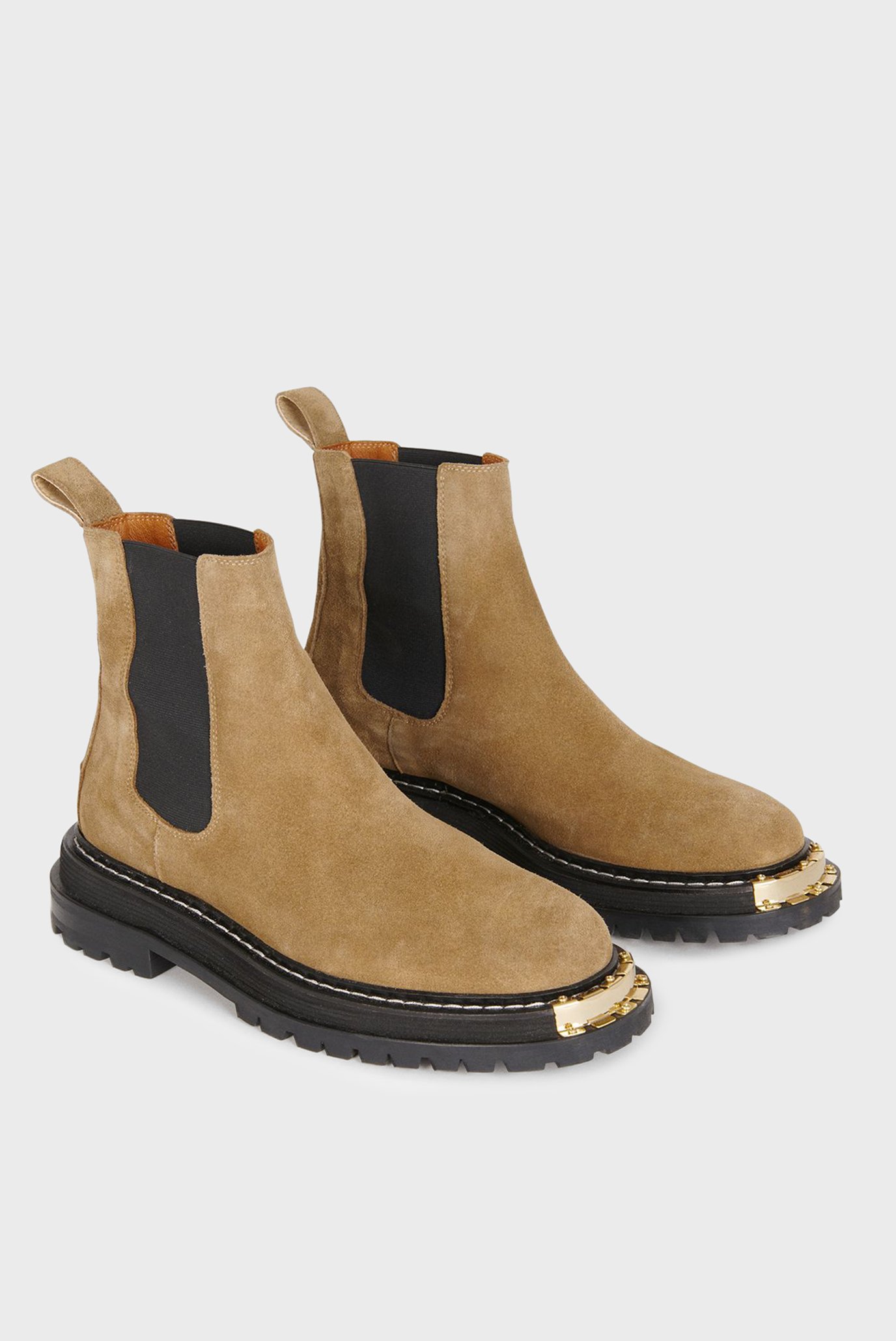 Женские бежевые замшевые челси Sandro SFACH00664_OLIVE GREEN — MD-Fashion