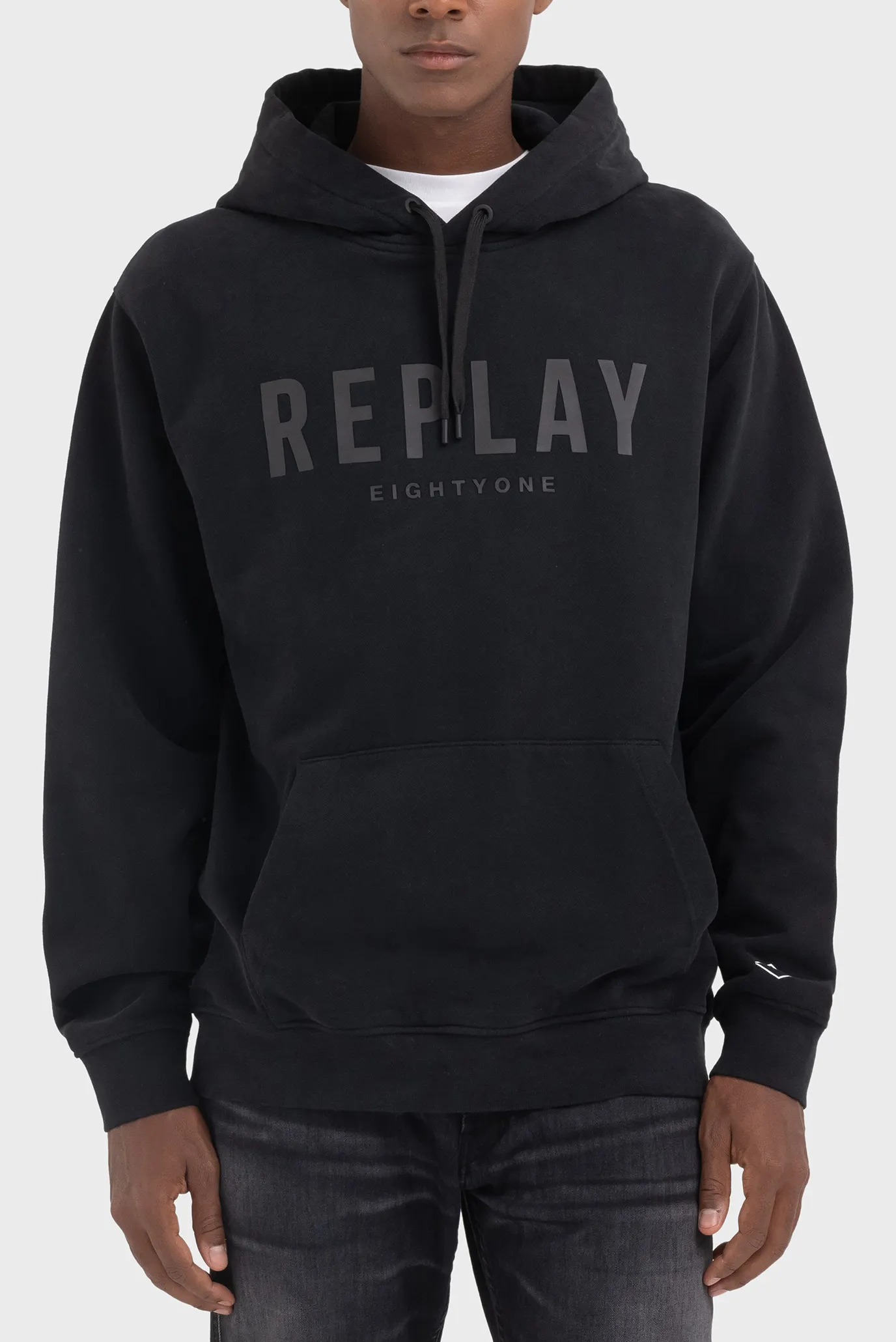 Чоловіче чорне худі Replay M6717 .000.22890CS — MD-Fashion