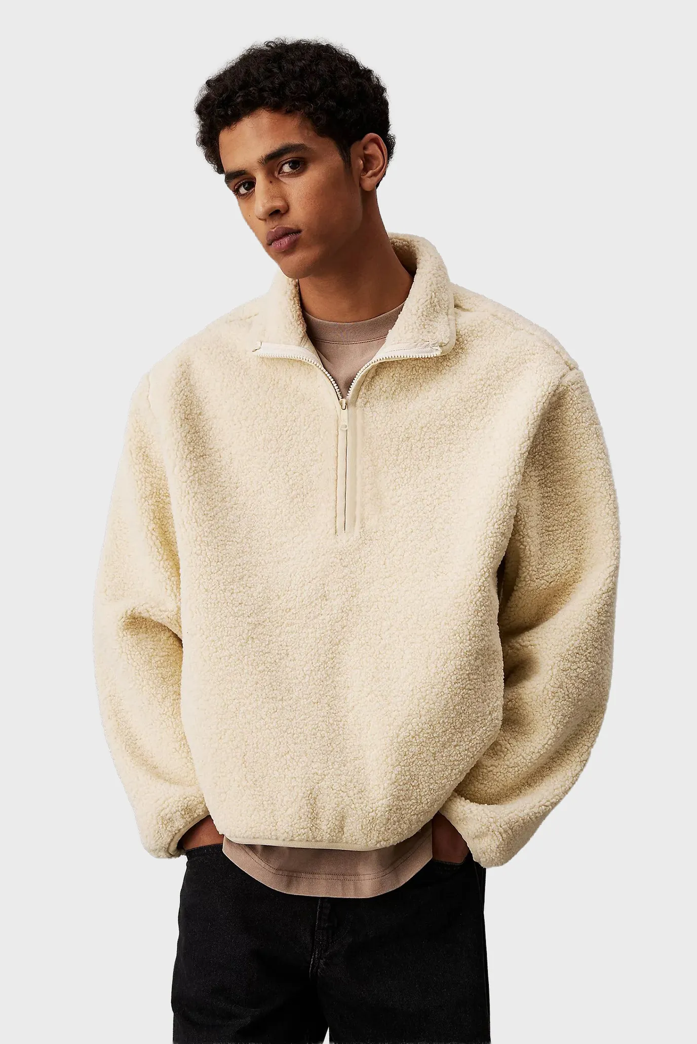 Чоловіча біла спортивна кофта HALF ZIP SHERPA Calvin Klein Jeans ...