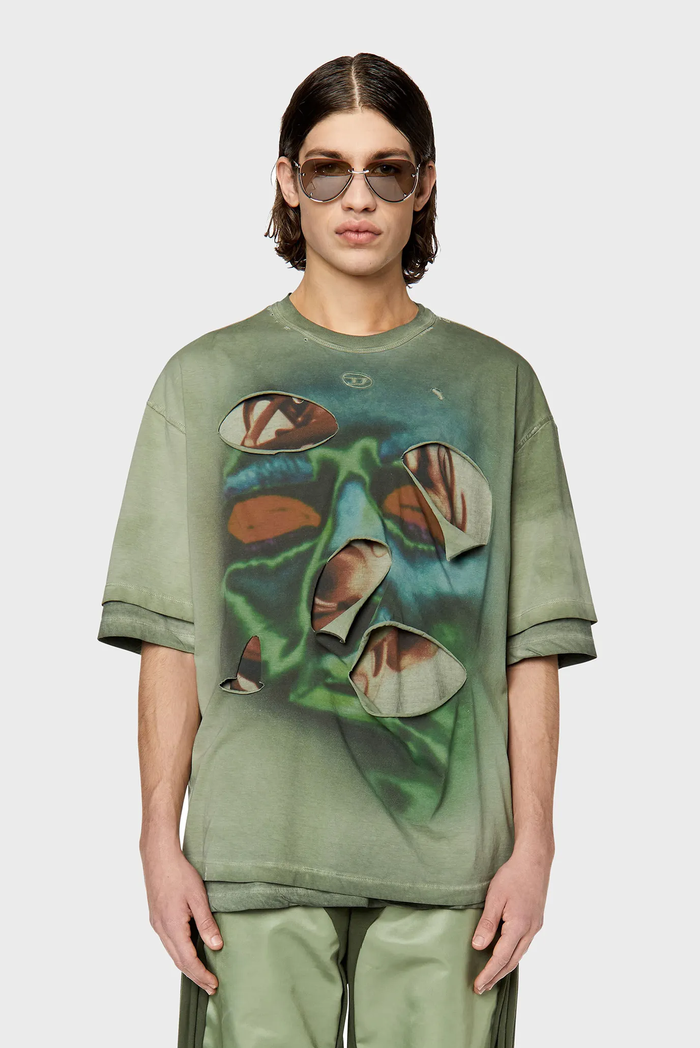 Чоловіча зелена футболка T-WASY Diesel A10252 0KHAH — MD-Fashion