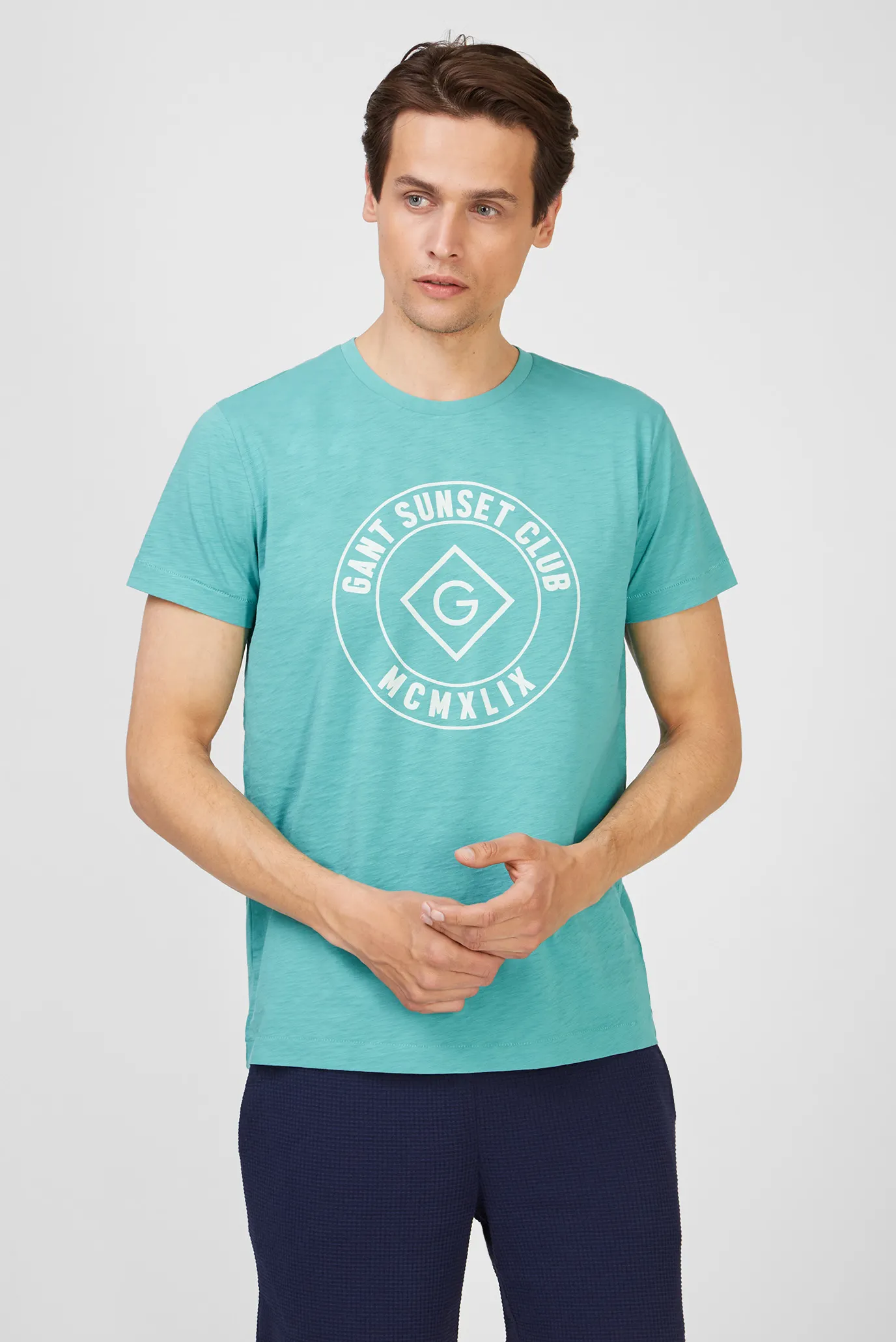 Чоловіча бірюзова футболка SUNSET CLUB Gant 2023024 — MD-Fashion