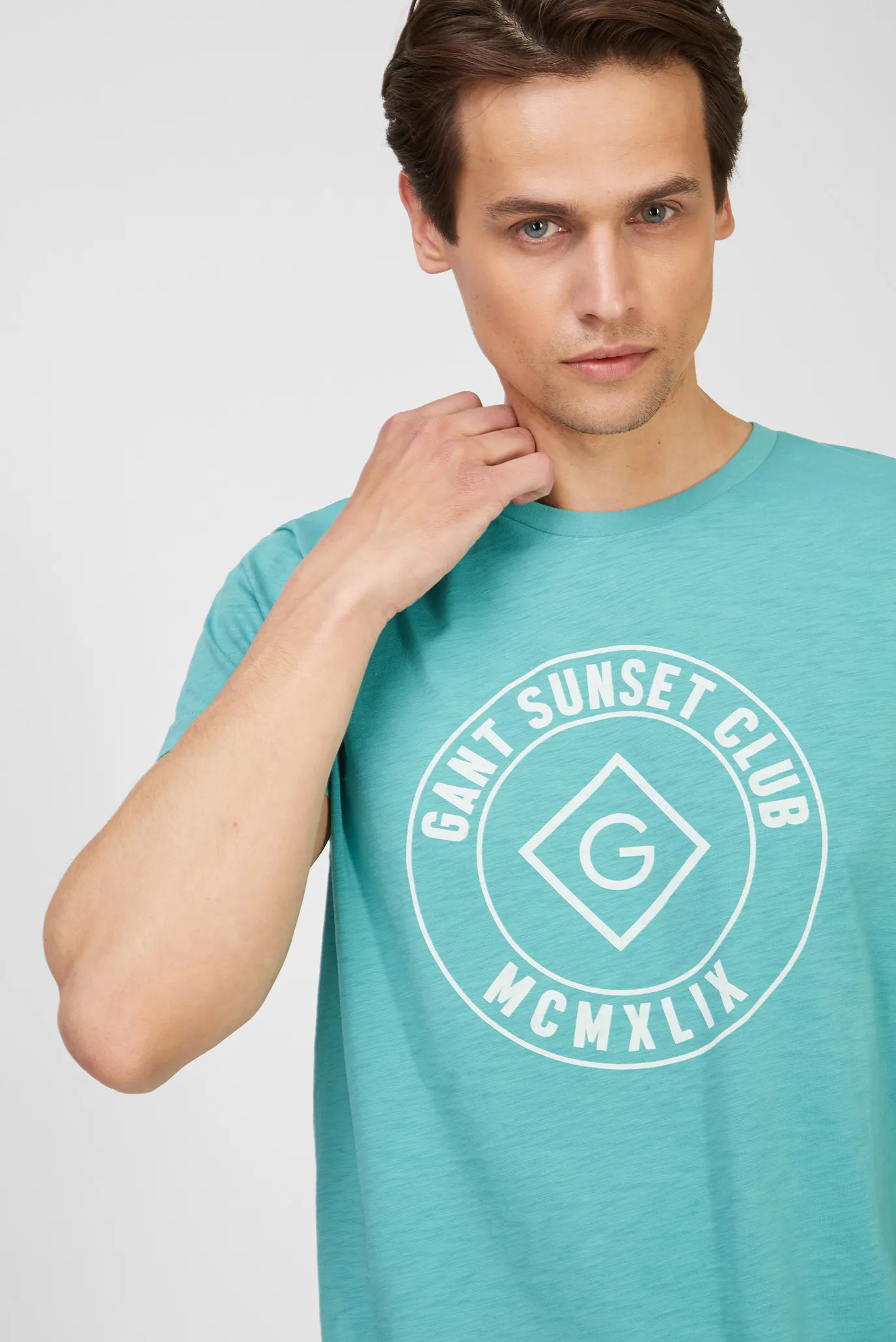Чоловіча бірюзова футболка SUNSET CLUB Gant 2023024 — MD-Fashion