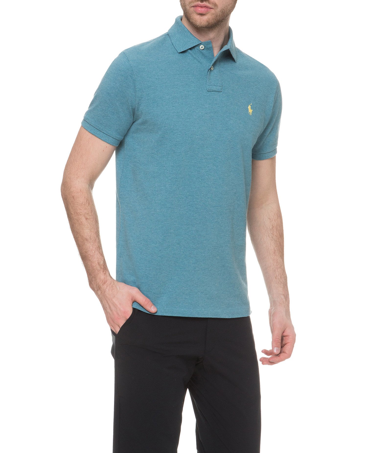 Мужское голубое поло Polo Ralph Lauren 710680784111 — MD-Fashion