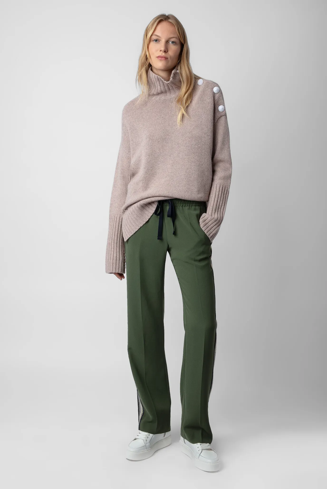 Жіночі зелені брюки POMY CREPE ZADIG&VOLTAIRE WWPA00017_USED KAKI — MD ...