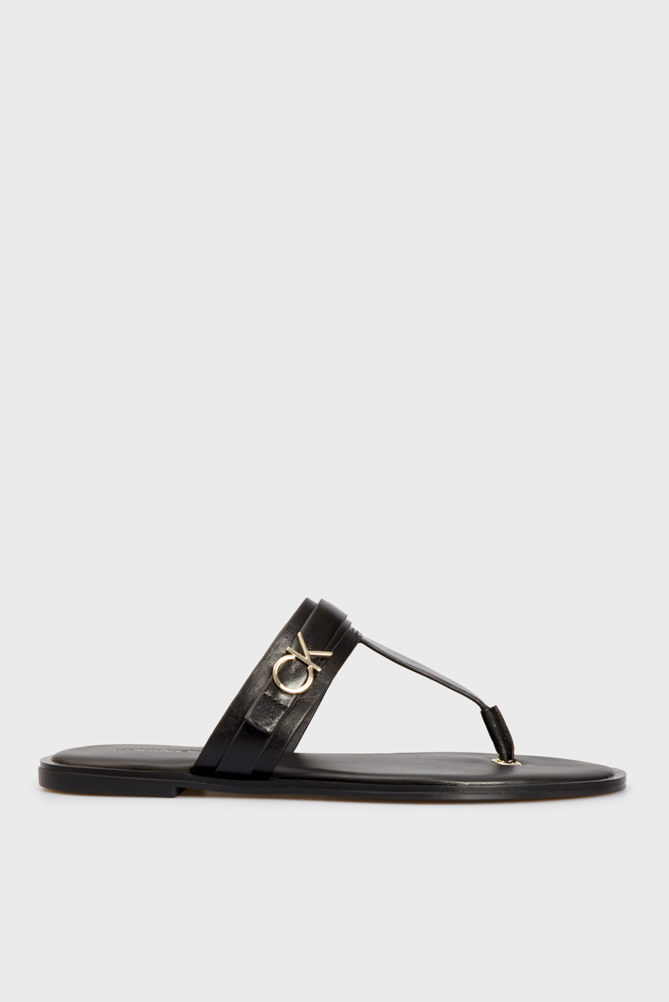 Женские черные кожаные вьетнамки ALMOND FLAT Calvin Klein HW0HW00829 ...