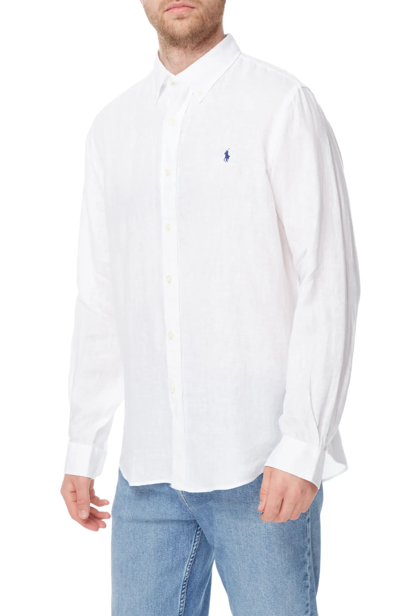 Чоловіча біла льняна сорочка Polo Ralph Lauren 710794141005 — MD-Fashion