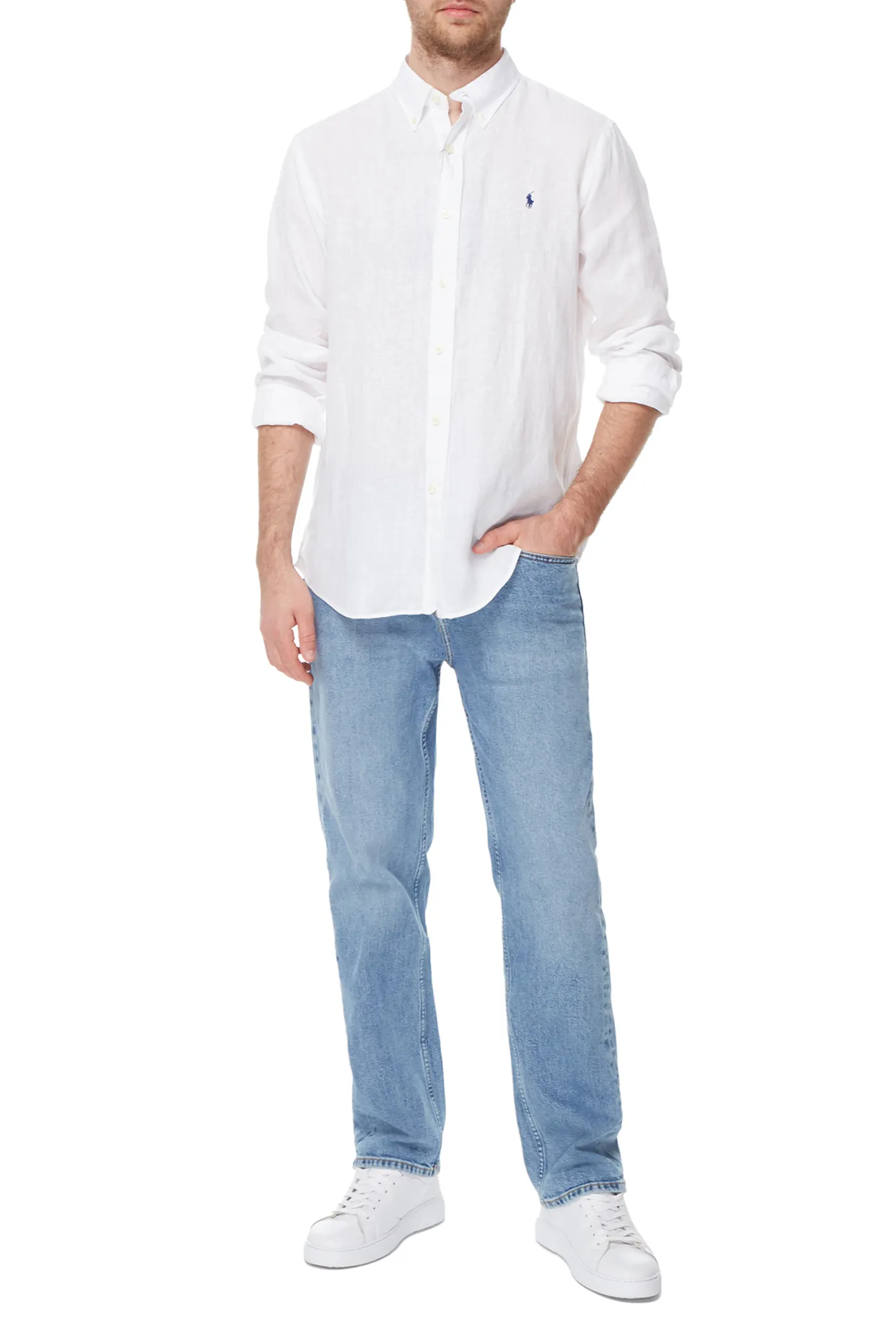 Чоловіча біла льняна сорочка Polo Ralph Lauren 710794141005 — MD-Fashion