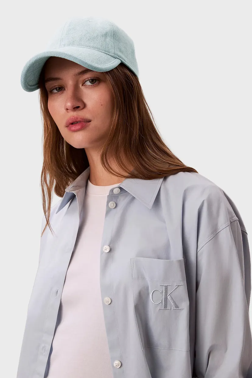 Жіноча блакитна джинсова кепка з візерунком BURNOUT Calvin Klein ...